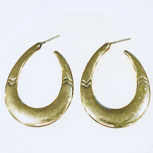 Urban Outfitters | Jewelry | Gold Aztec Style Oval Hoop Earrings | Poshmark